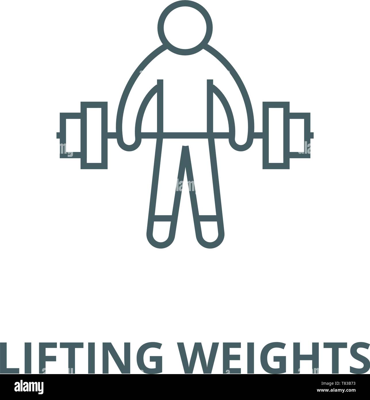 Strong athlete, lifting weights vector line icon, linear concept ...