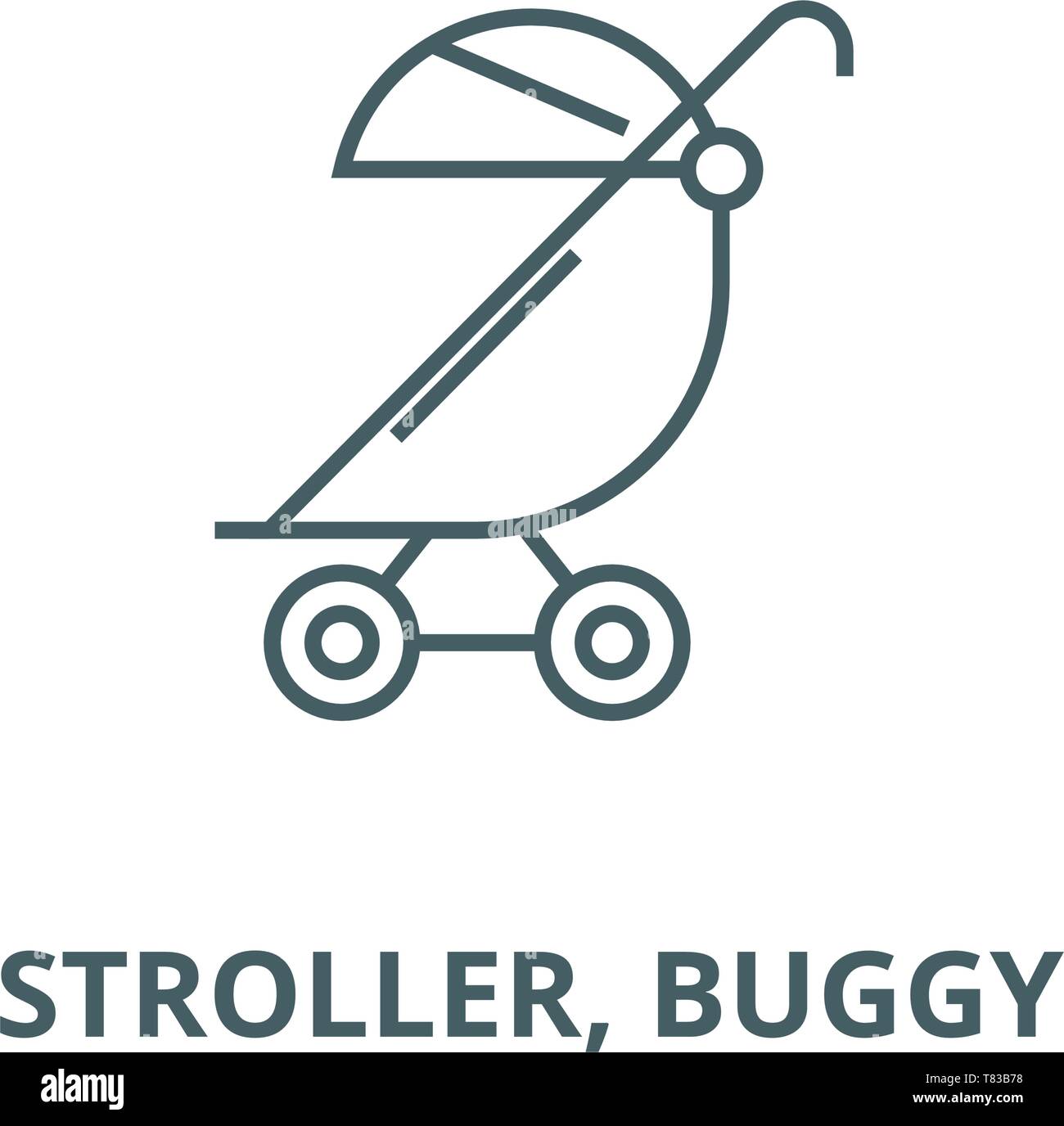 Stroller, buggy vector line icon, linear concept, outline sign, symbol ...