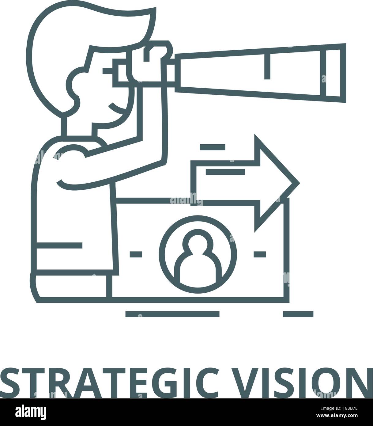 Strategic vision, planning, man vector line icon, linear concept ...
