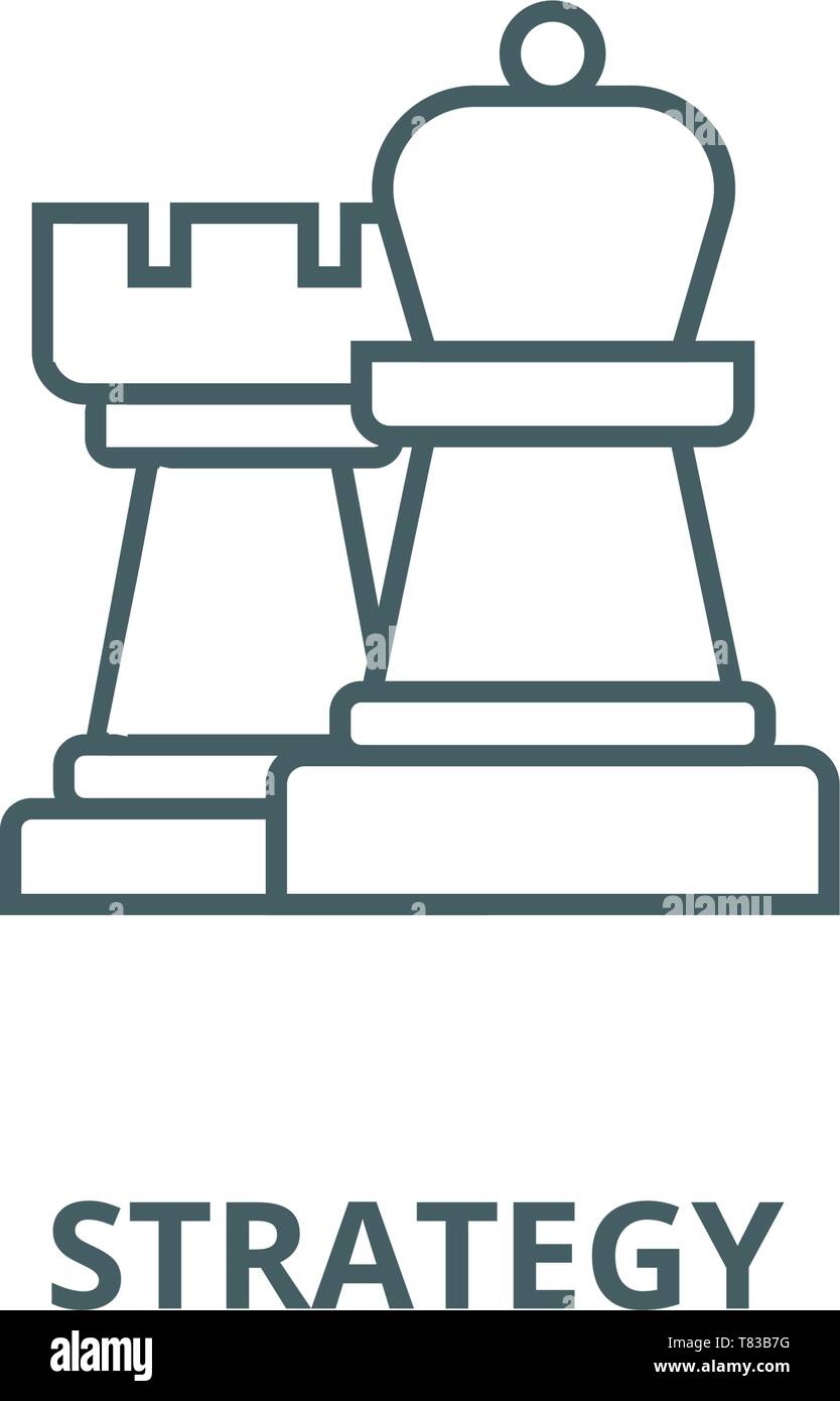 Strategy,chess vector line icon, linear concept, outline sign, symbol ...