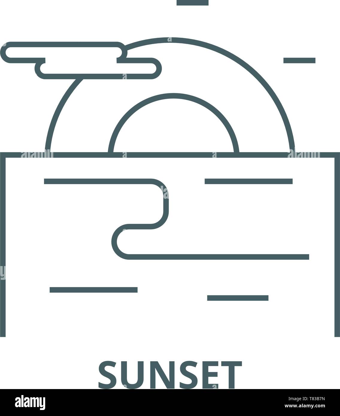 Sunset, evening sea vector line icon, linear concept, outline sign ...