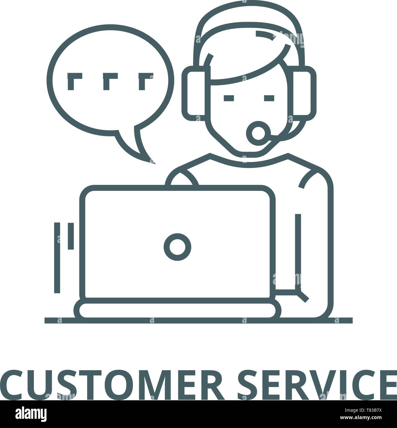 Support,customer service,man vector line icon, linear concept, outline ...