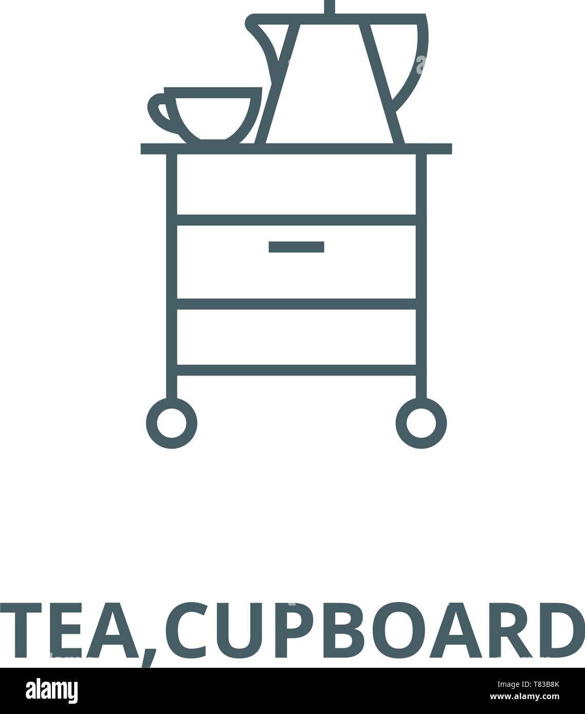 Tea,cupboard vector line icon, linear concept, outline sign, symbol ...