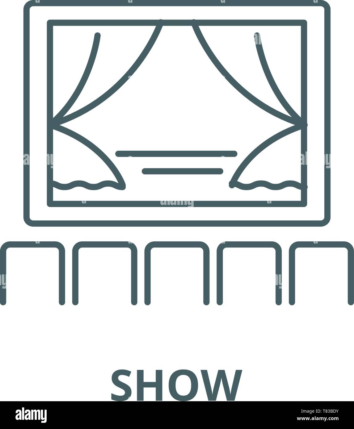 Theater, show vector line icon, linear concept, outline sign, symbol ...