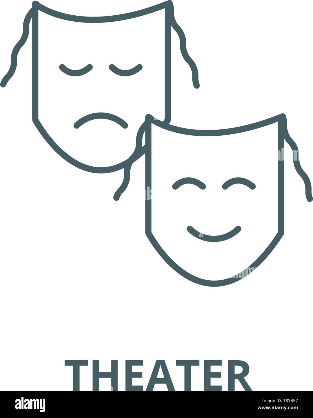 Theater,masks show vector line icon, linear concept, outline sign ...