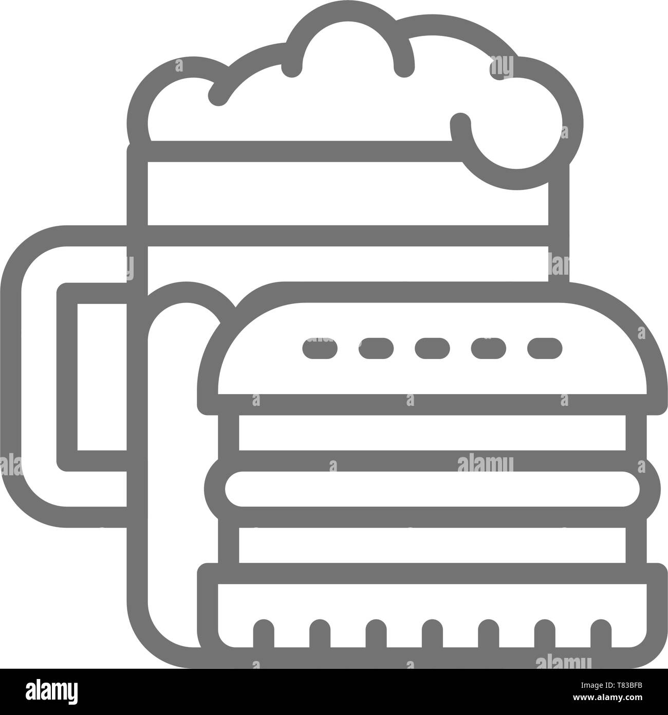 Burger icon isolated on Black and White Stock Photos & Images - Alamy