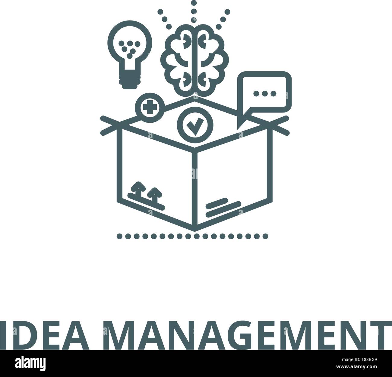 Thinking outside box,idea management vector line icon, linear concept ...