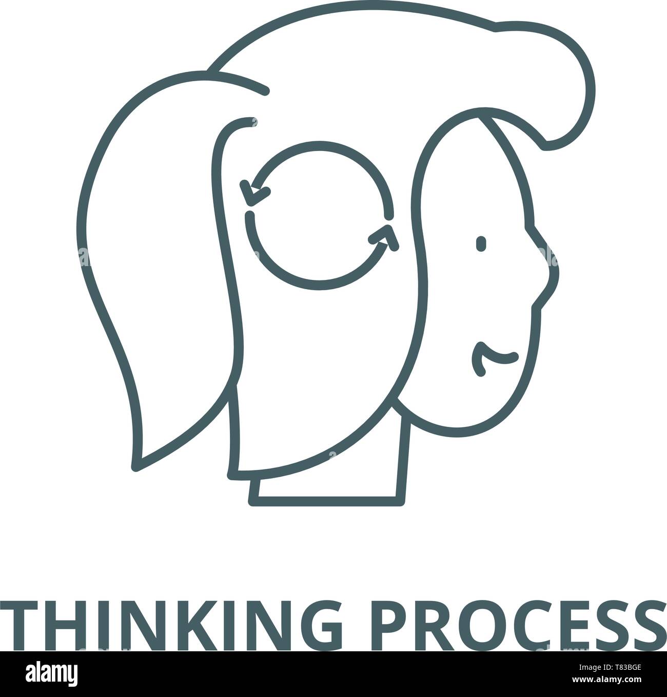 Thinking process vector line icon, linear concept, outline sign, symbol ...