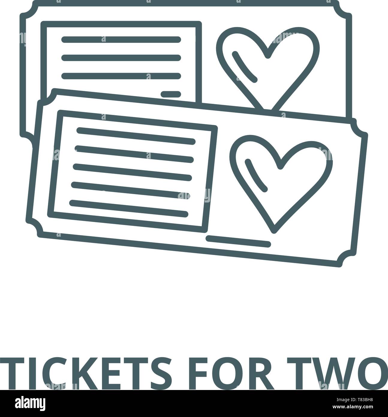 Tickets for two vector line icon, linear concept, outline sign, symbol ...