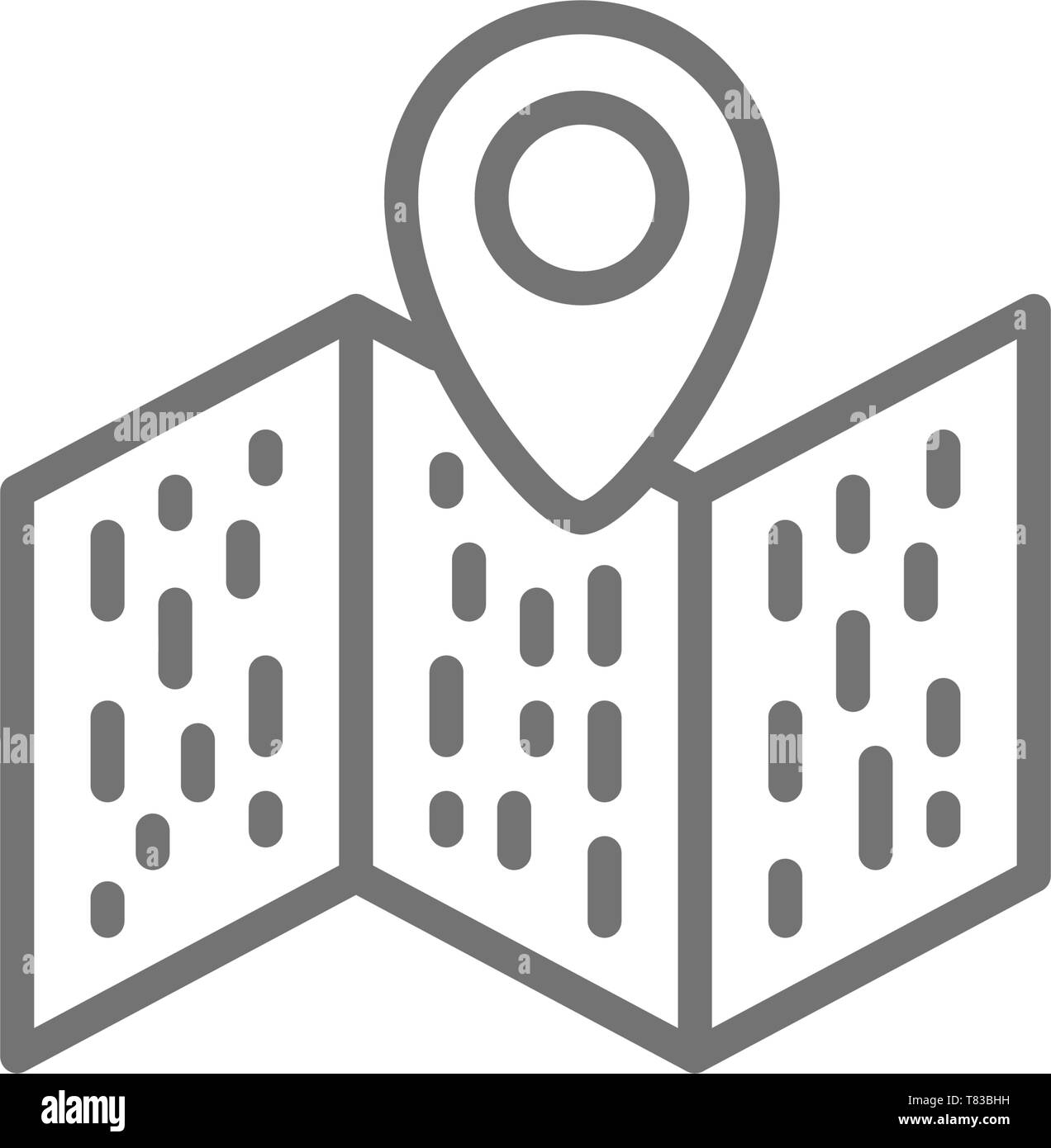 Map With Pointer Navigation Location Pin Line Icon Stock Vector Image
