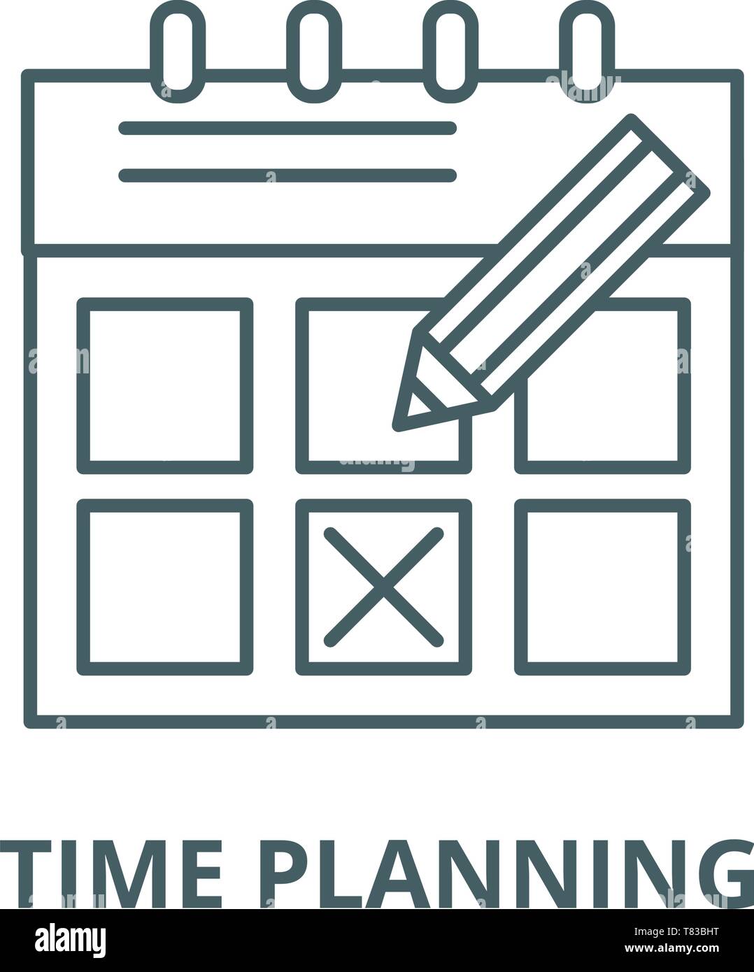 Time planning vector line icon, linear concept, outline sign, symbol ...