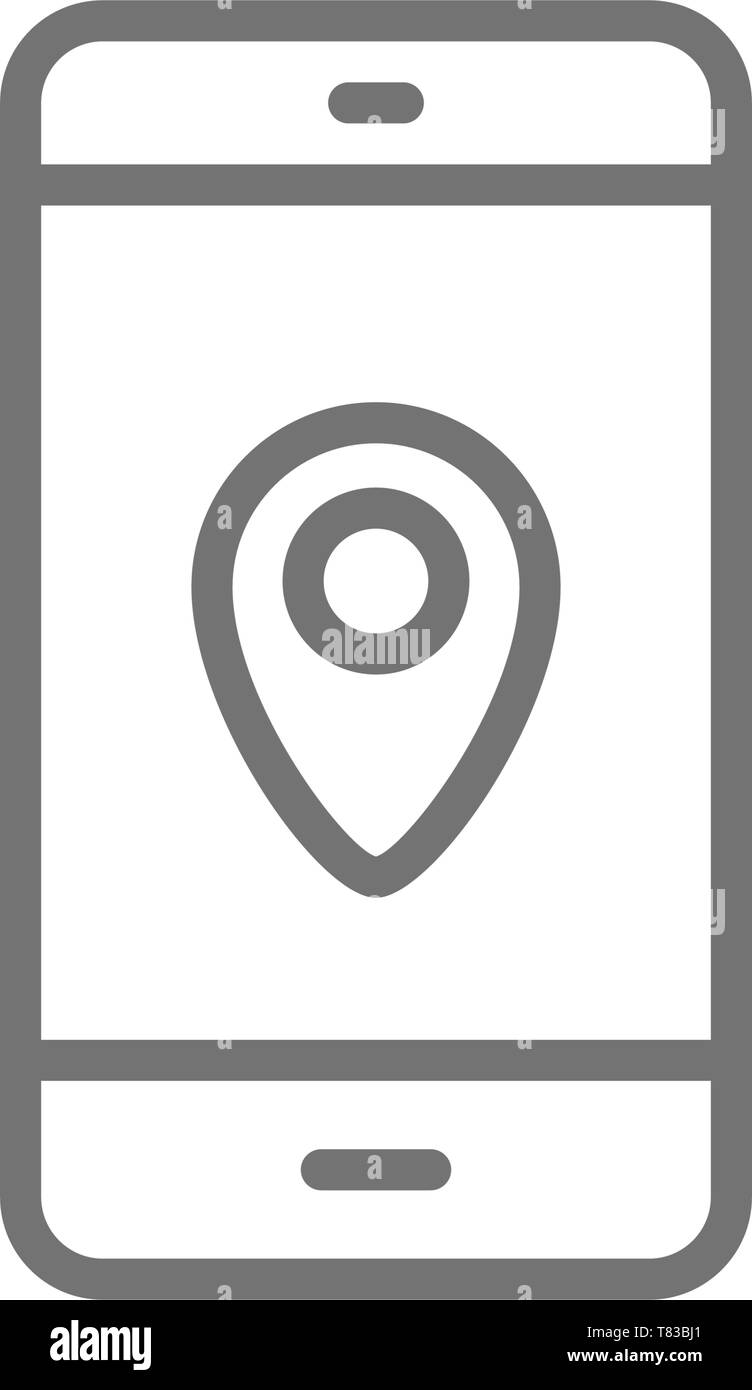 Smartphone with destination mark, navigator, geolocation, gps ...