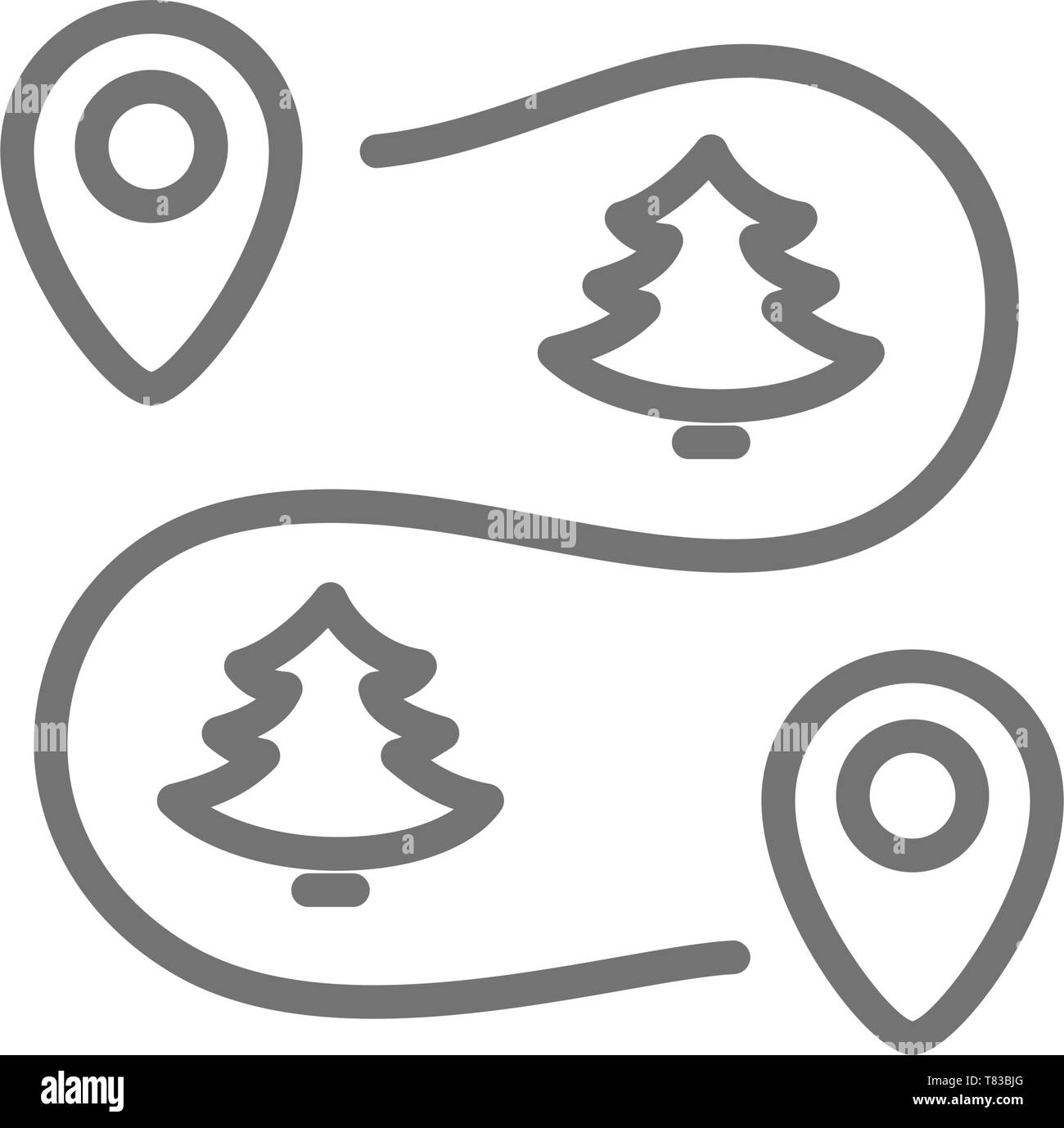Road map scheme with location marks line icon Stock Vector Image & Art ...