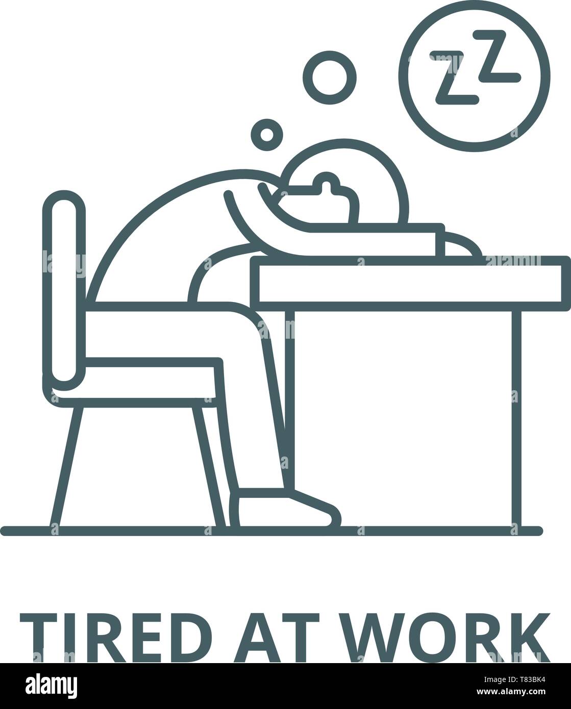 Tired at work vector line icon, linear concept, outline sign, symbol ...