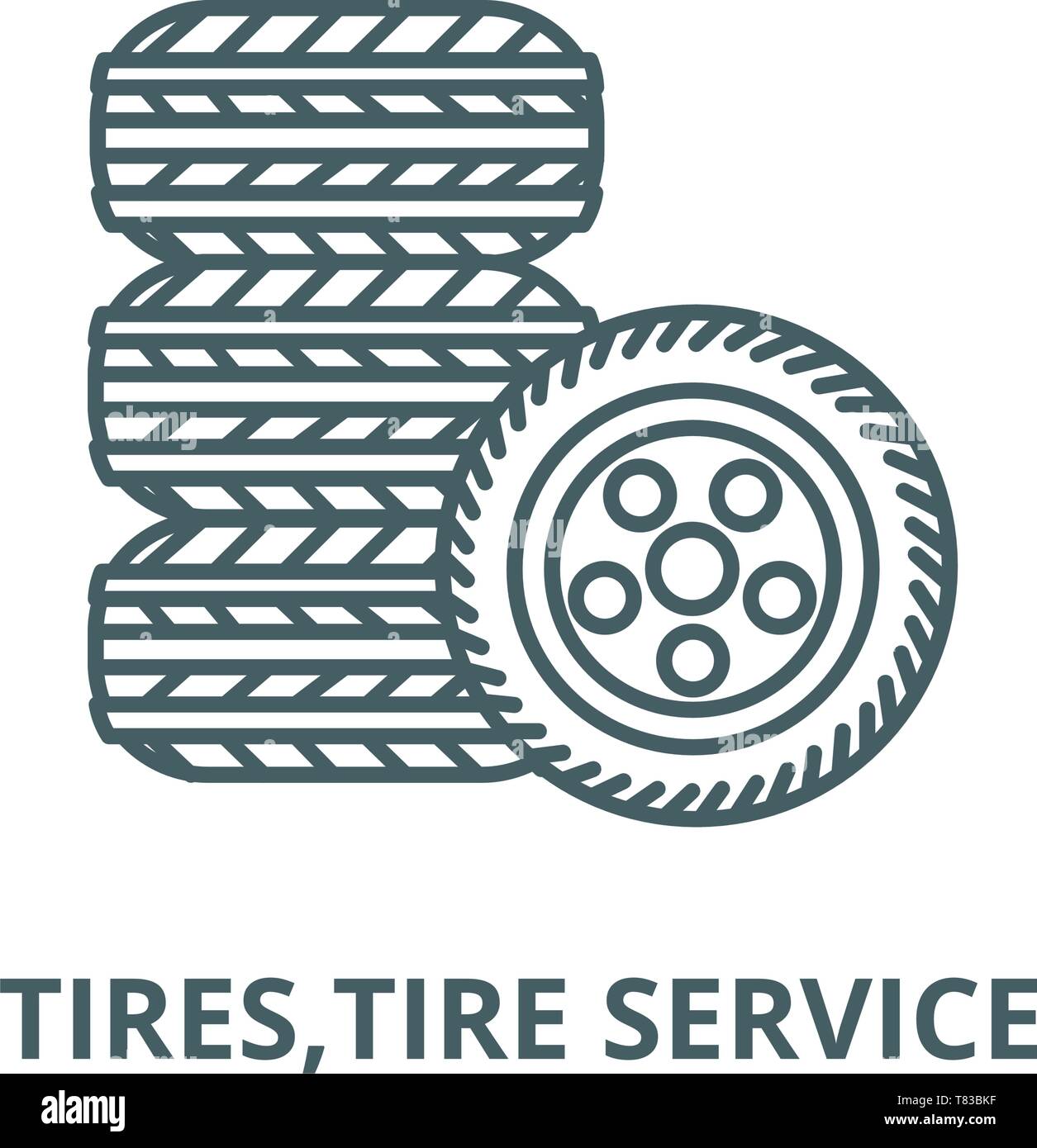 Tires,tire service vector line icon, linear concept, outline sign ...