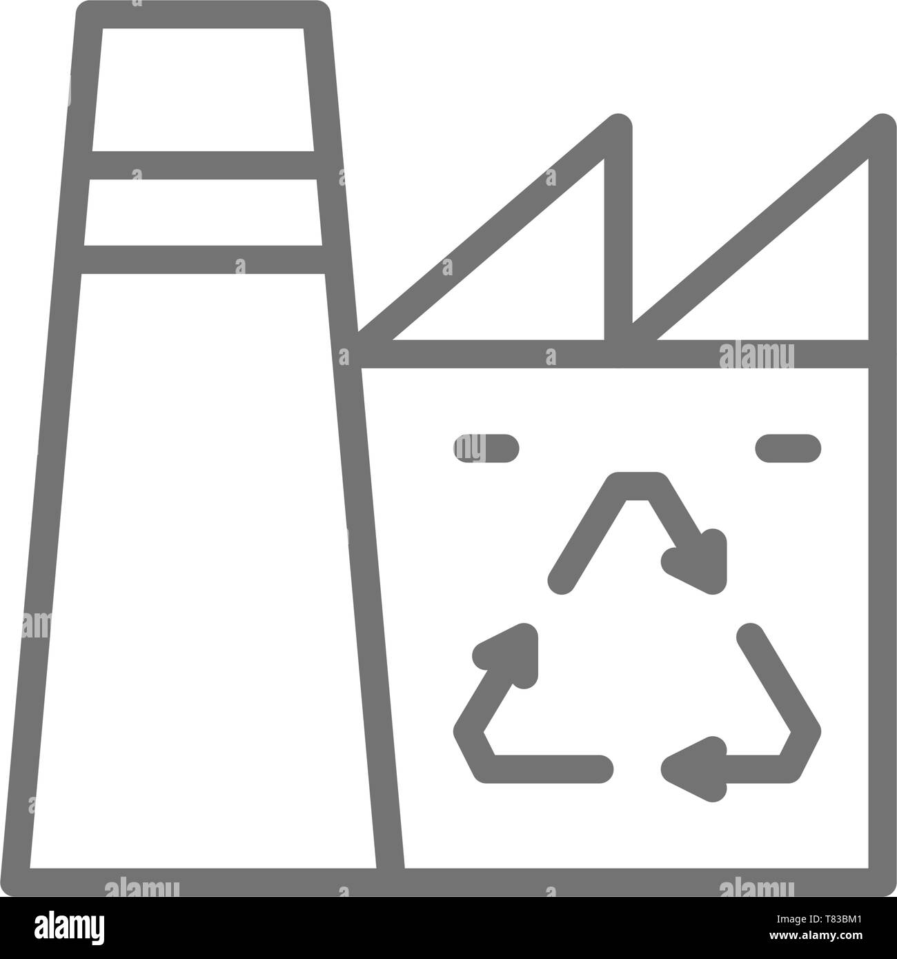 Plant recycling garbage, industrial waste factory line icon Stock ...