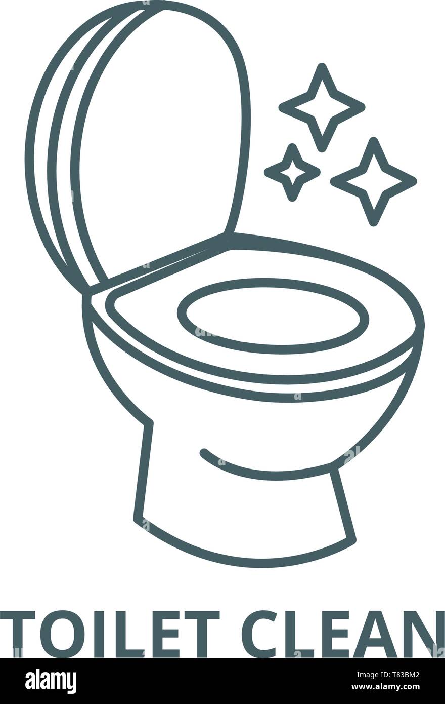 Toilet clean, cleaning service vector line icon, linear concept ...