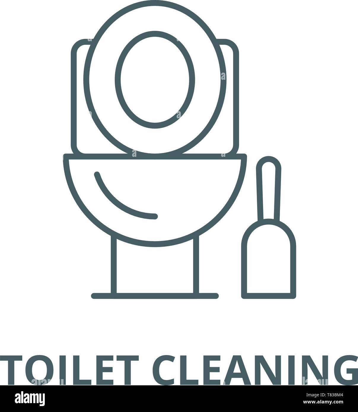Toilet cleaning vector line icon, linear concept, outline sign, symbol ...