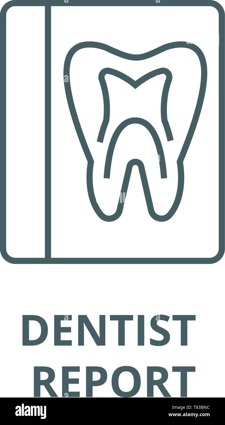 Tooth record,medical dentist report vector line icon, linear concept ...