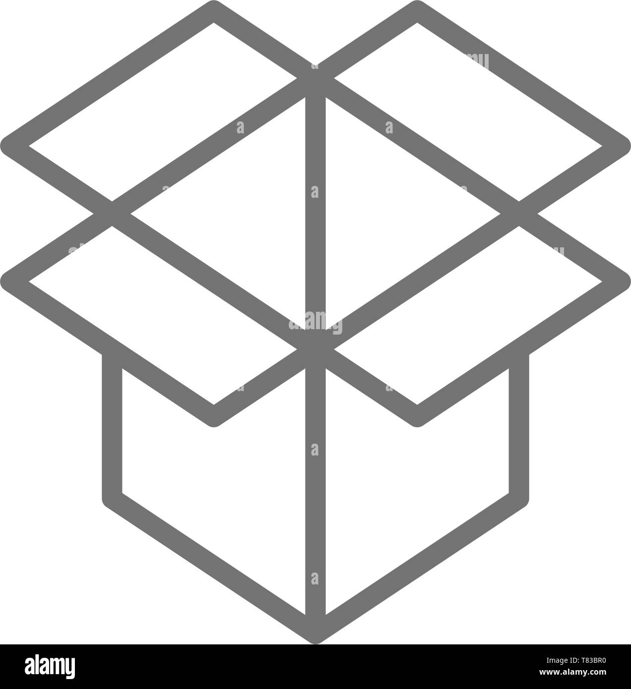 Open cardboard box, unpacking, delivery, logistic line icon Stock ...