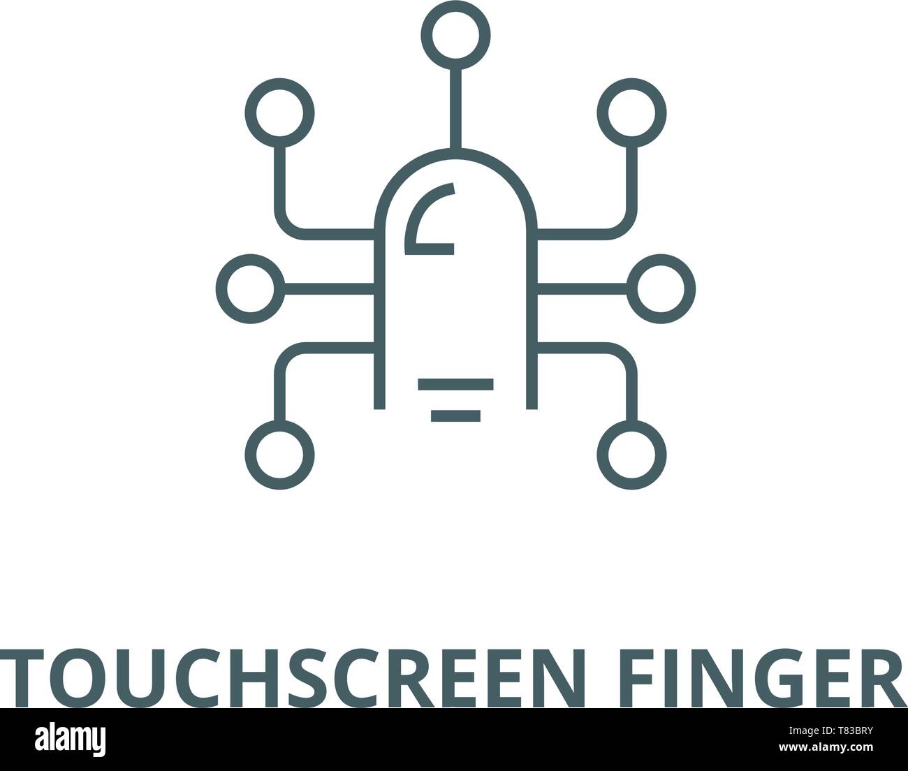 Touchscreen finger, future technology vector line icon, linear concept ...