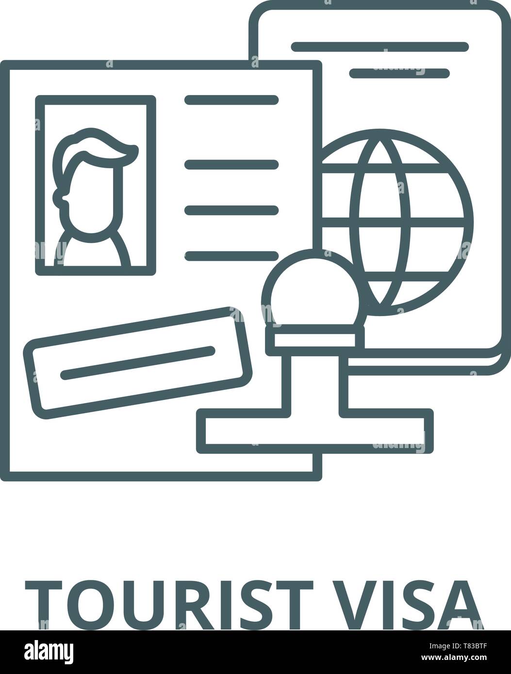 Tourist visa vector line icon, linear concept, outline sign, symbol ...