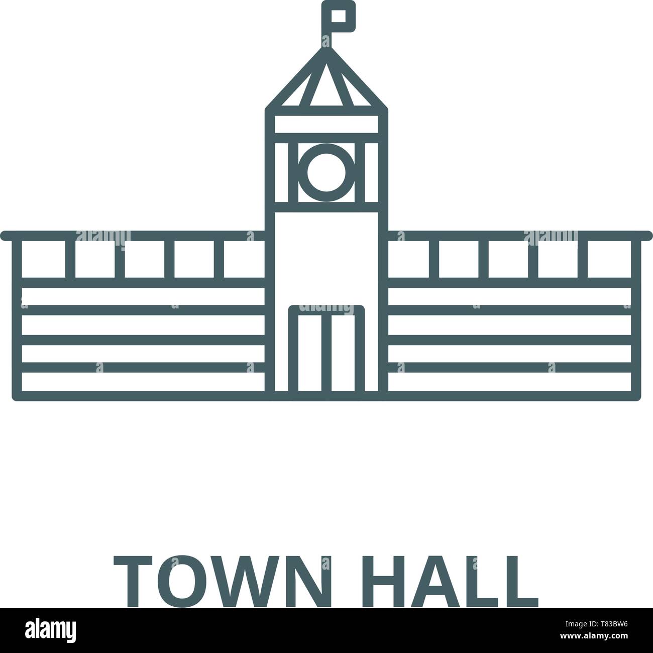Town hall vector line icon, linear concept, outline sign, symbol Stock ...