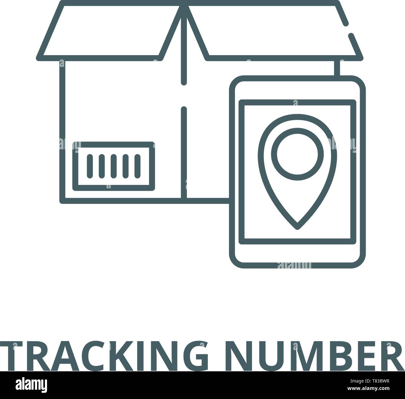 Tracking number vector line icon, linear concept, outline sign, symbol ...
