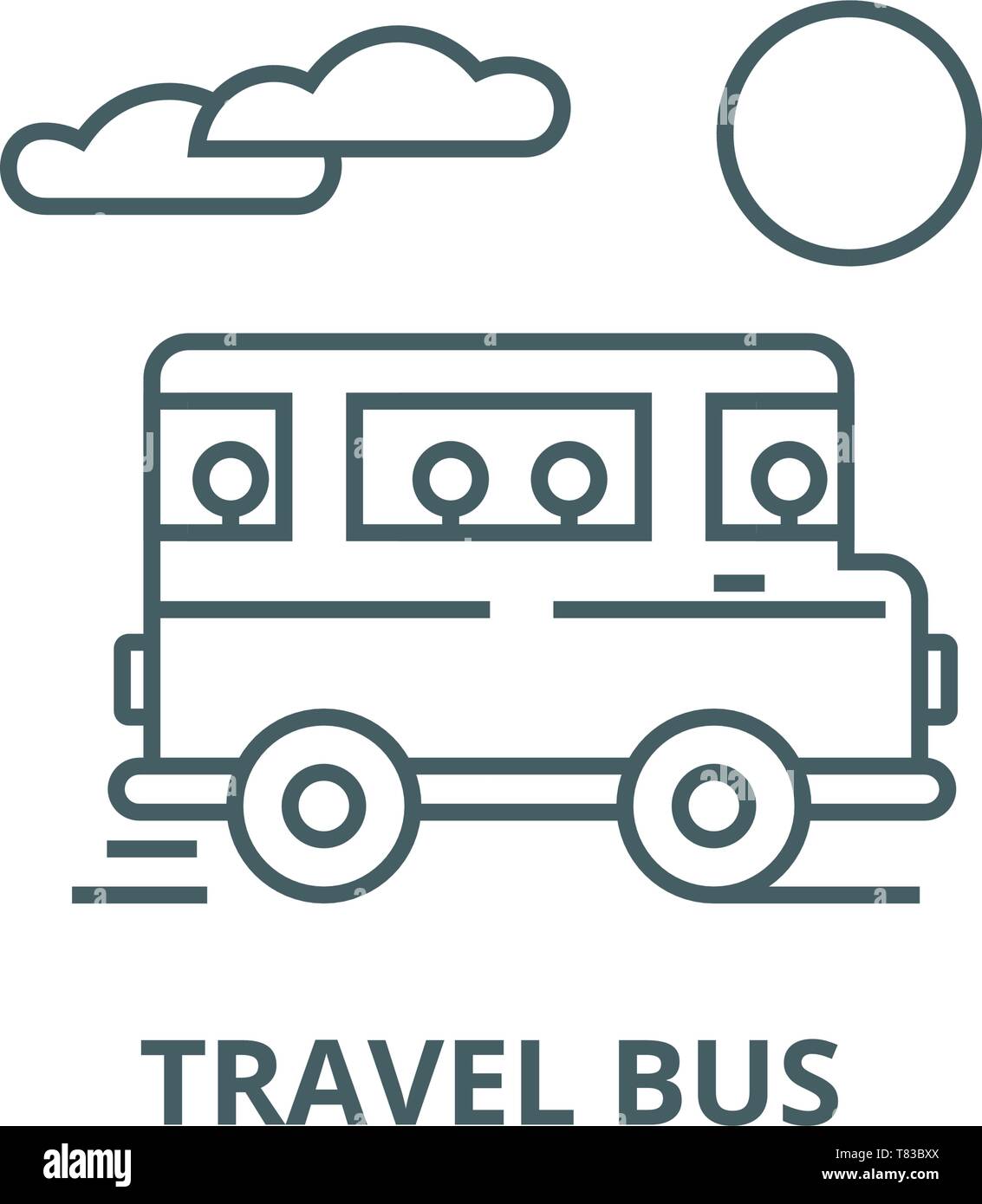 Travel bus vector line icon, linear concept, outline sign, symbol Stock ...