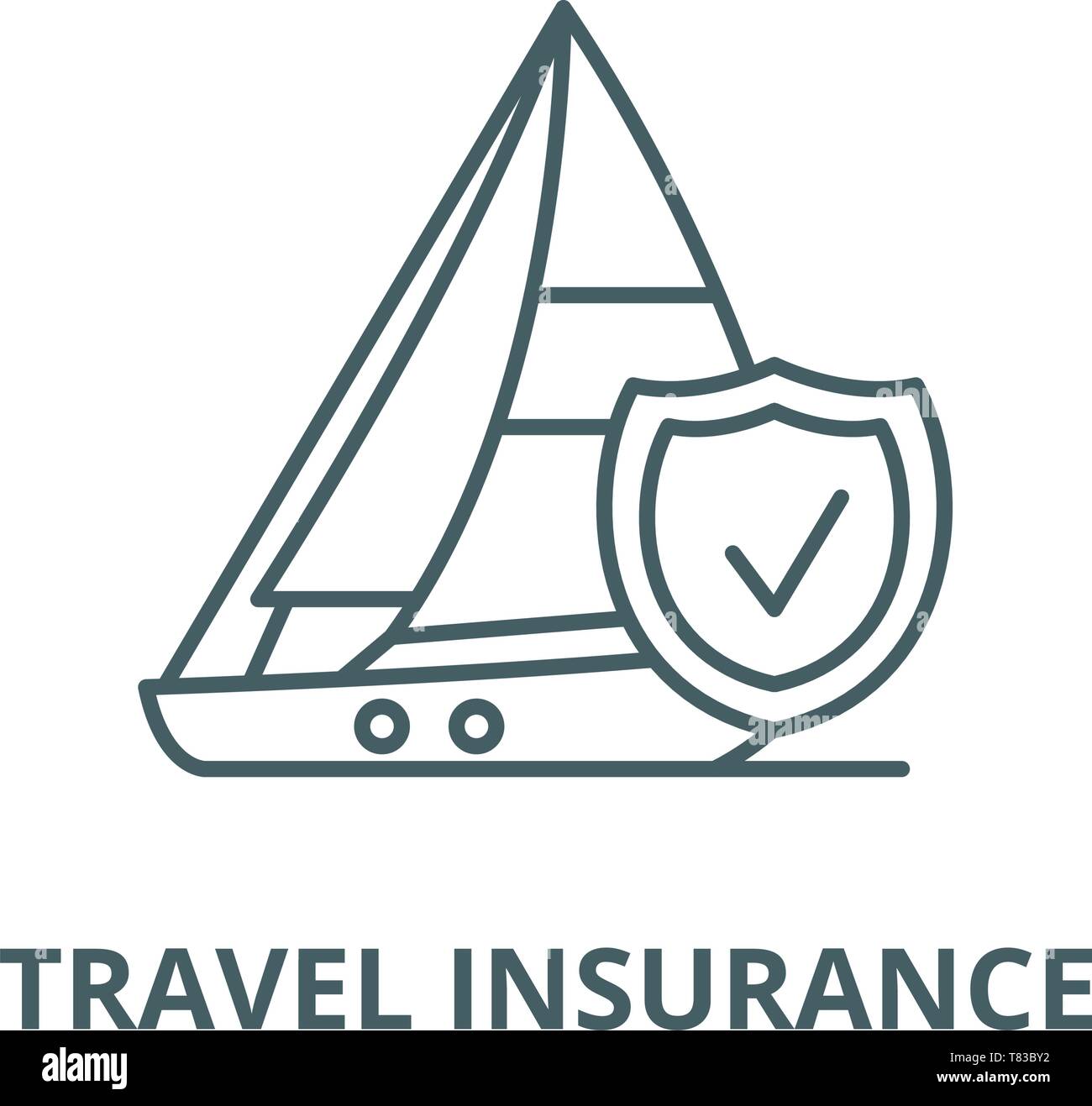 Travel insurance vector line icon, linear concept, outline sign, symbol ...