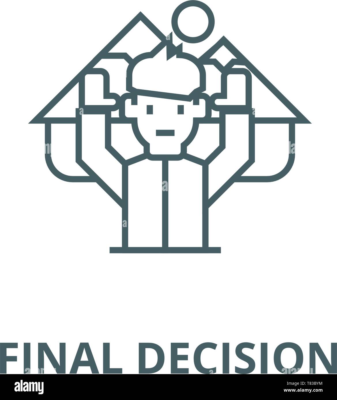 Travel,final decision,man with vector line icon, linear concept ...