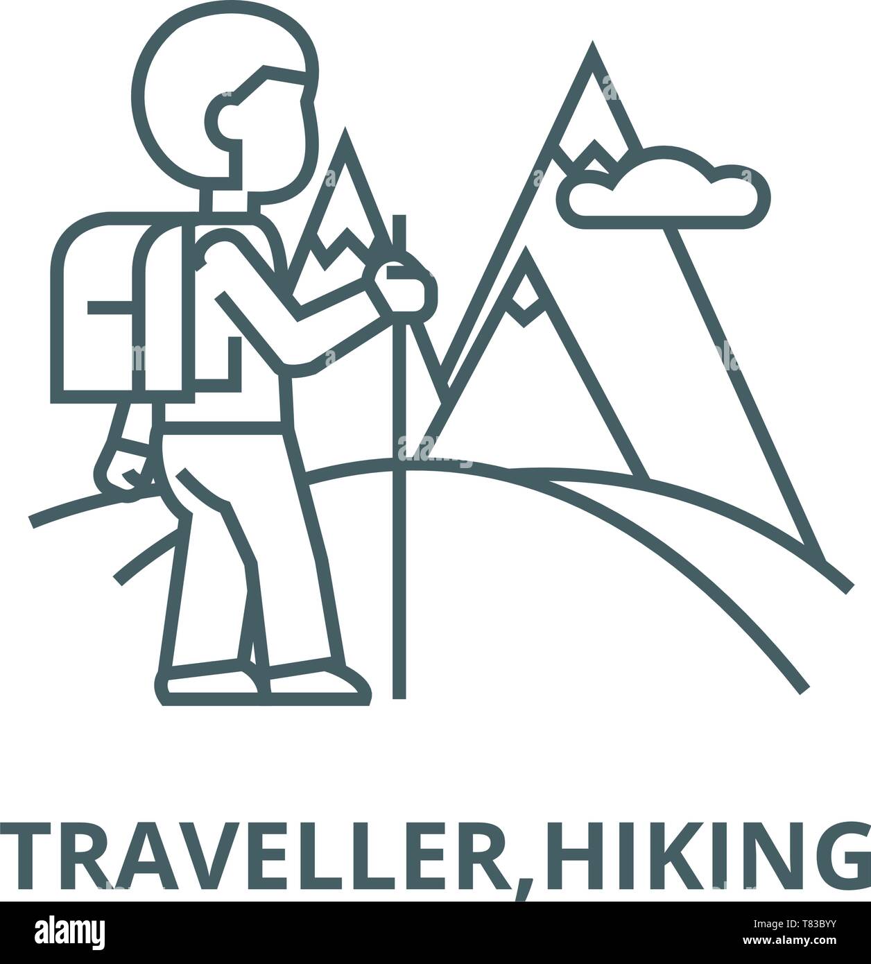 Traveller,hiking vector line icon, linear concept, outline sign, symbol ...