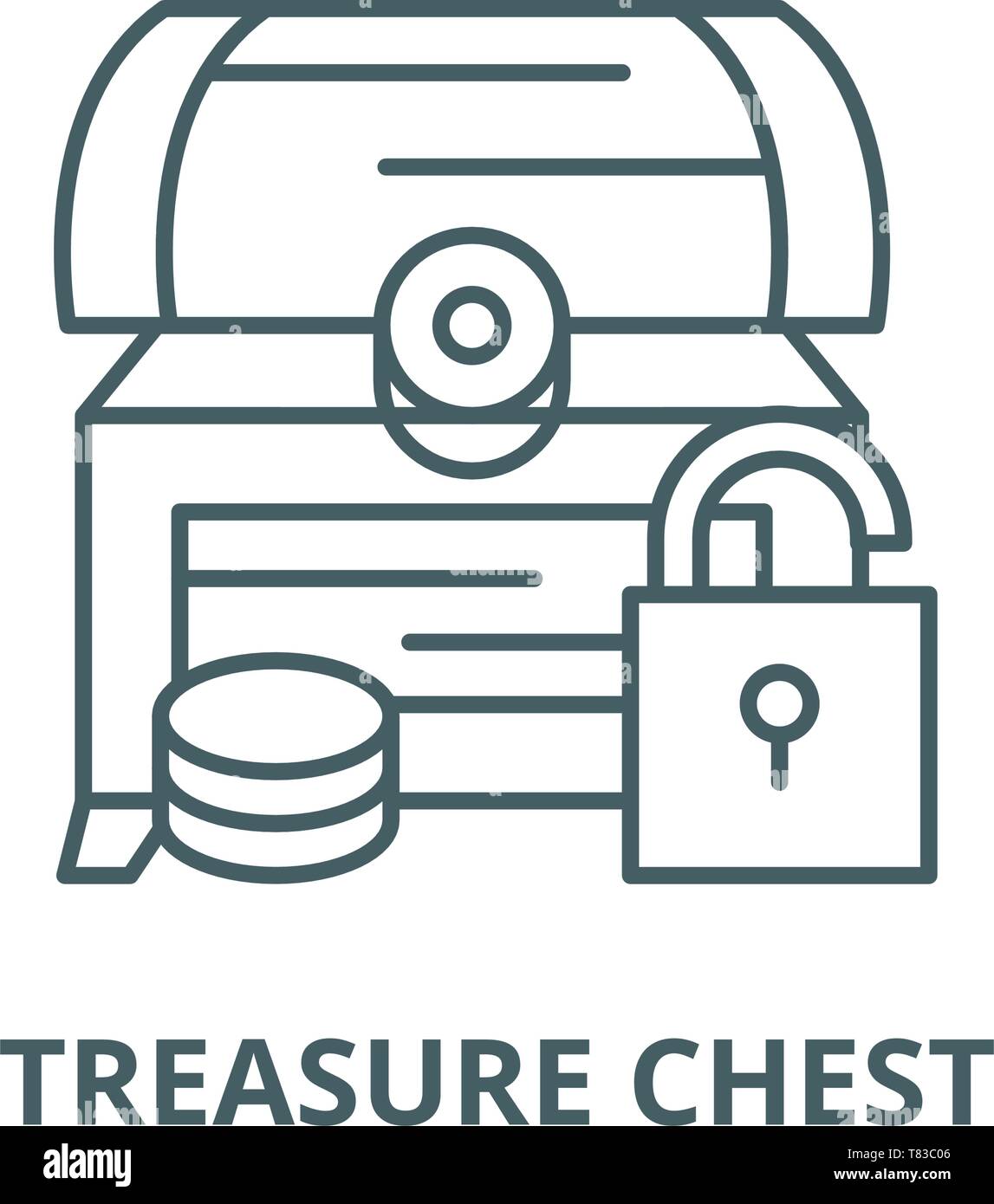 Treasure chest vector line icon, linear concept, outline sign, symbol ...