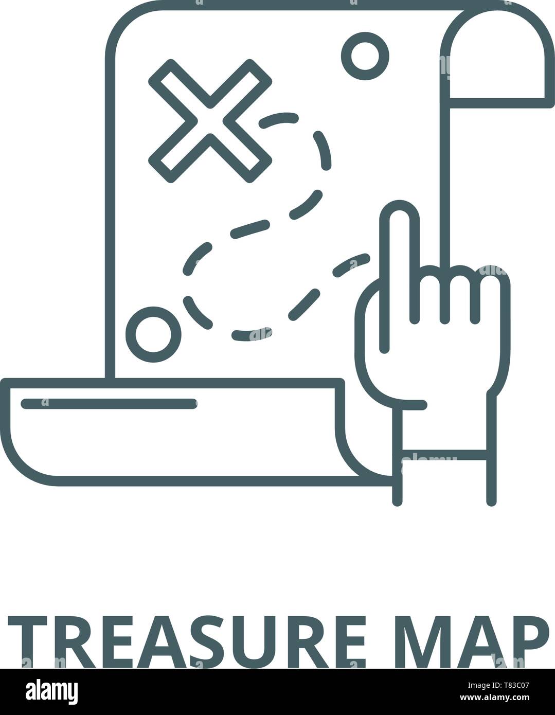 Treasure map vector line icon, linear concept, outline sign, symbol ...