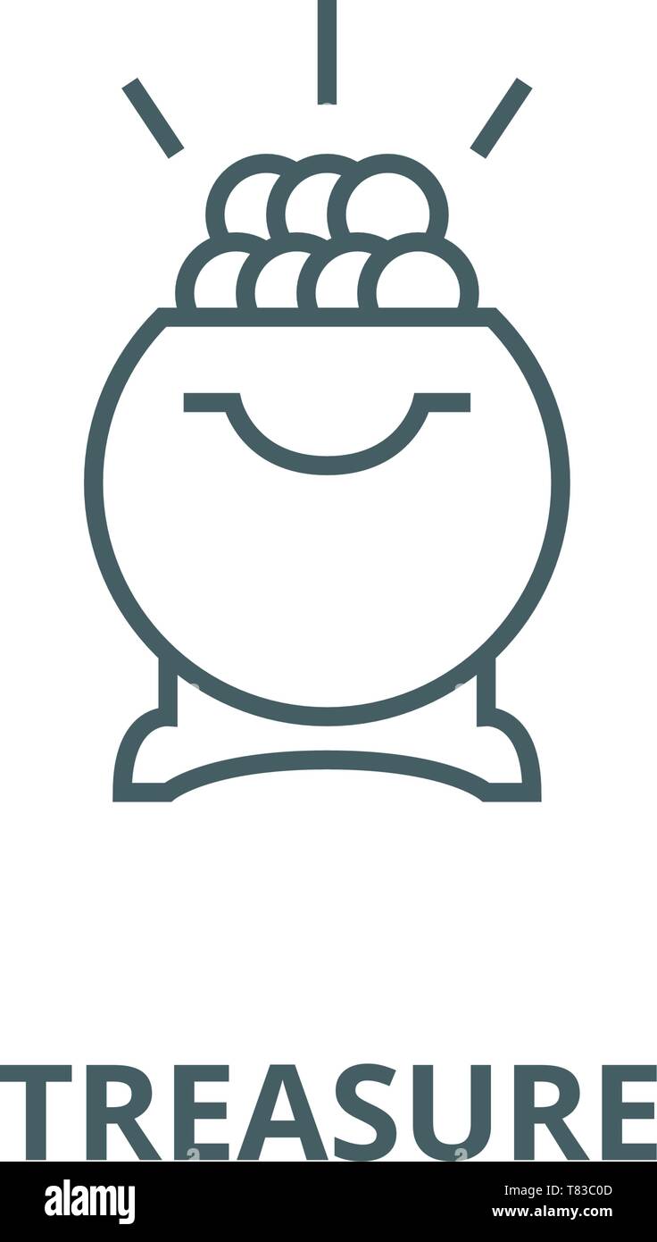 Treasure,pot of gold vector line icon, linear concept, outline sign ...