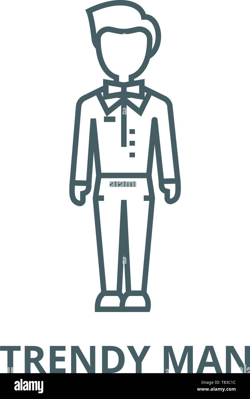 Trendy man,dude,hipster vector line icon, linear concept, outline sign ...