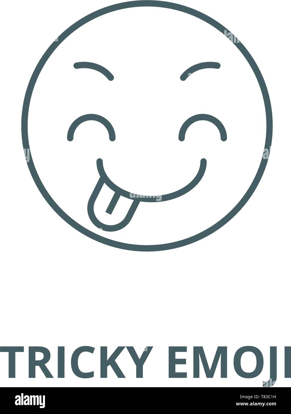 Tricky emoji vector line icon, linear concept, outline sign, symbol ...