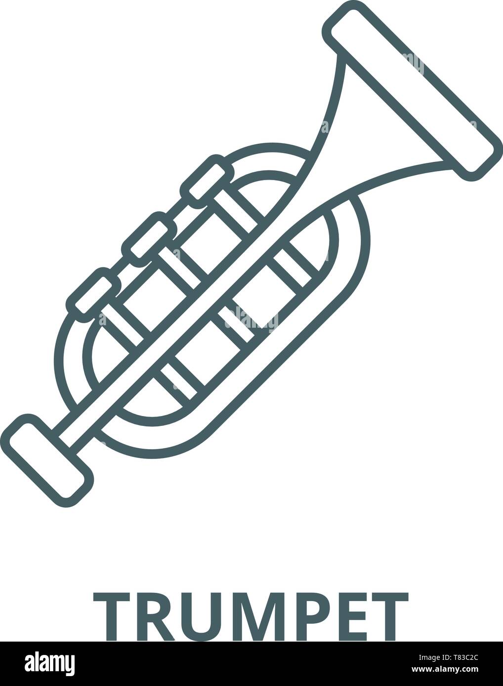 Trumpet,horn vector line icon, linear concept, outline sign, symbol ...