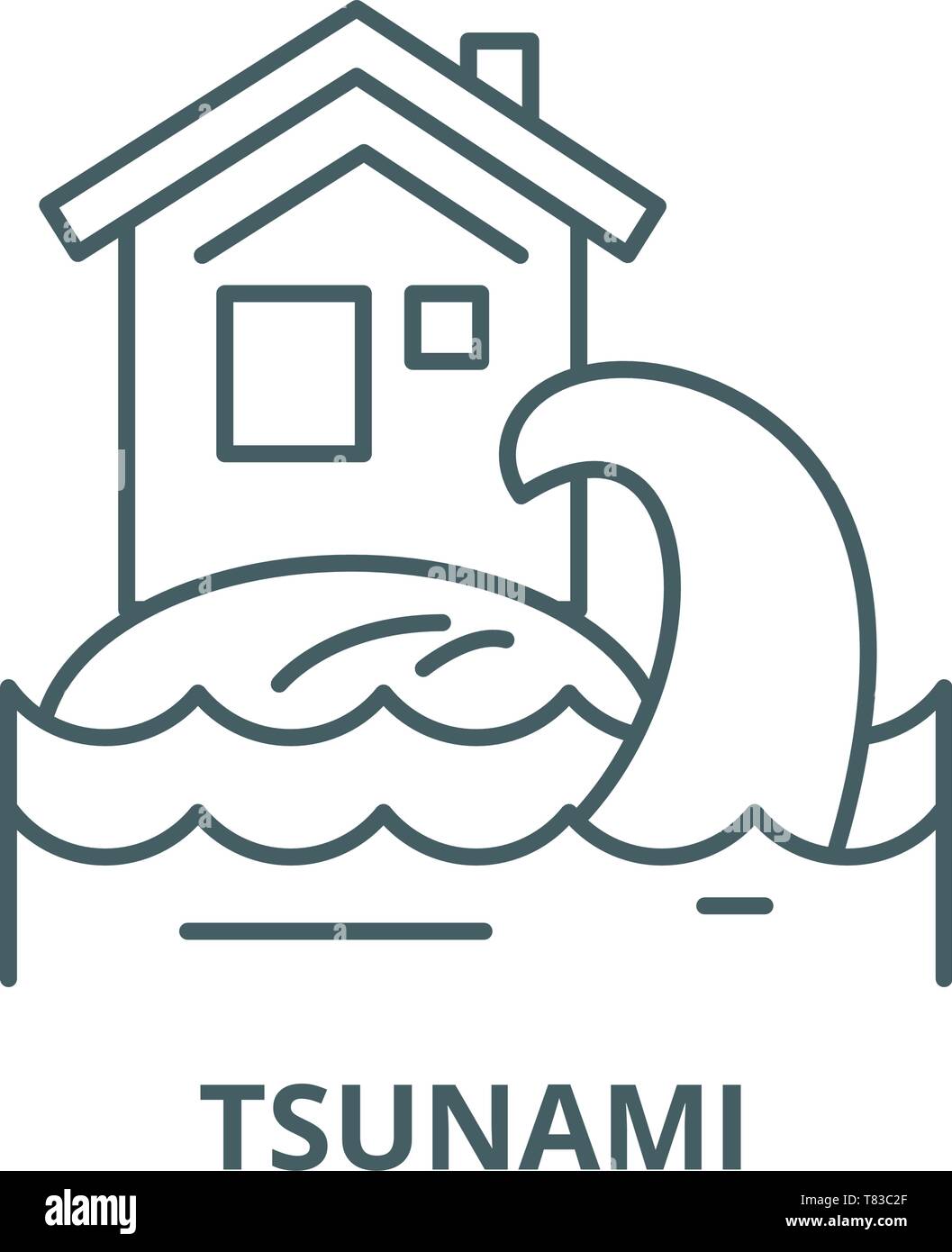 Tsunami vector line icon, linear concept, outline sign, symbol Stock ...