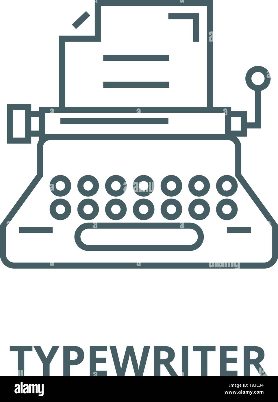 Typewriter,writer,writing,copywriting vector line icon, linear concept ...