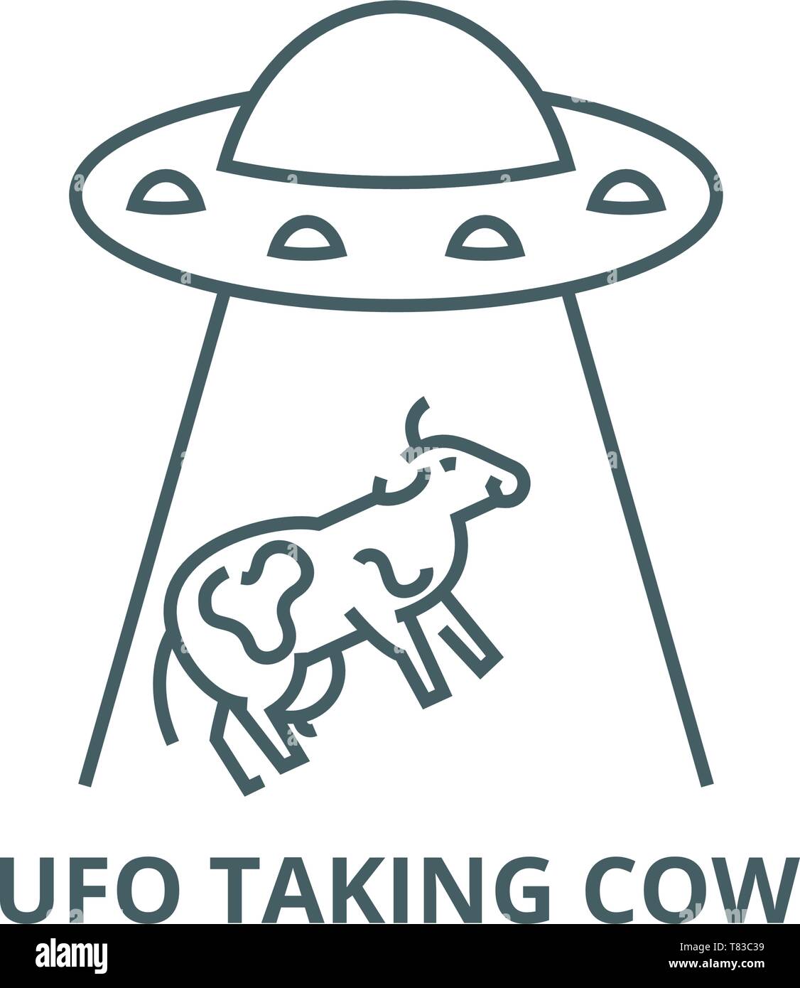 Ufo Taking Cow Vector Line Icon Linear Concept Outline Sign Symbol Stock Vector Image And Art
