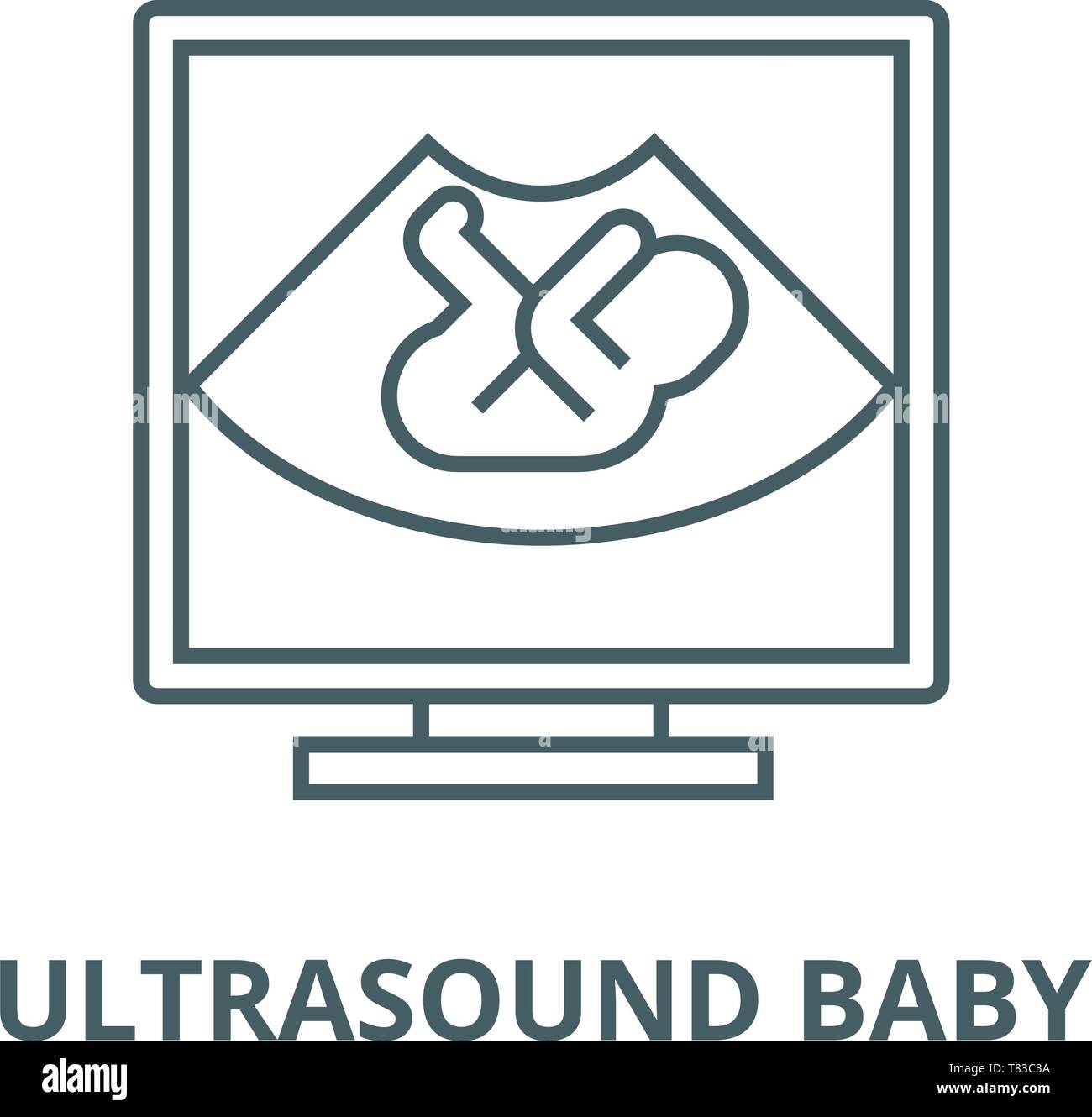 Ultrasound baby vector line icon, linear concept, outline sign, symbol ...