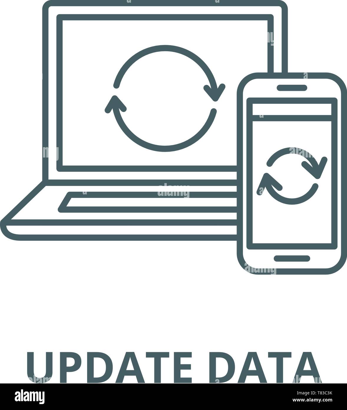 Update computer data vector line icon, linear concept, outline sign ...