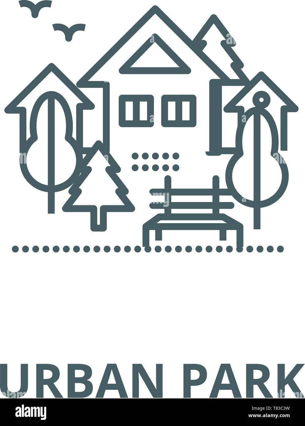 Urban park vector line icon, linear concept, outline sign, symbol Stock ...