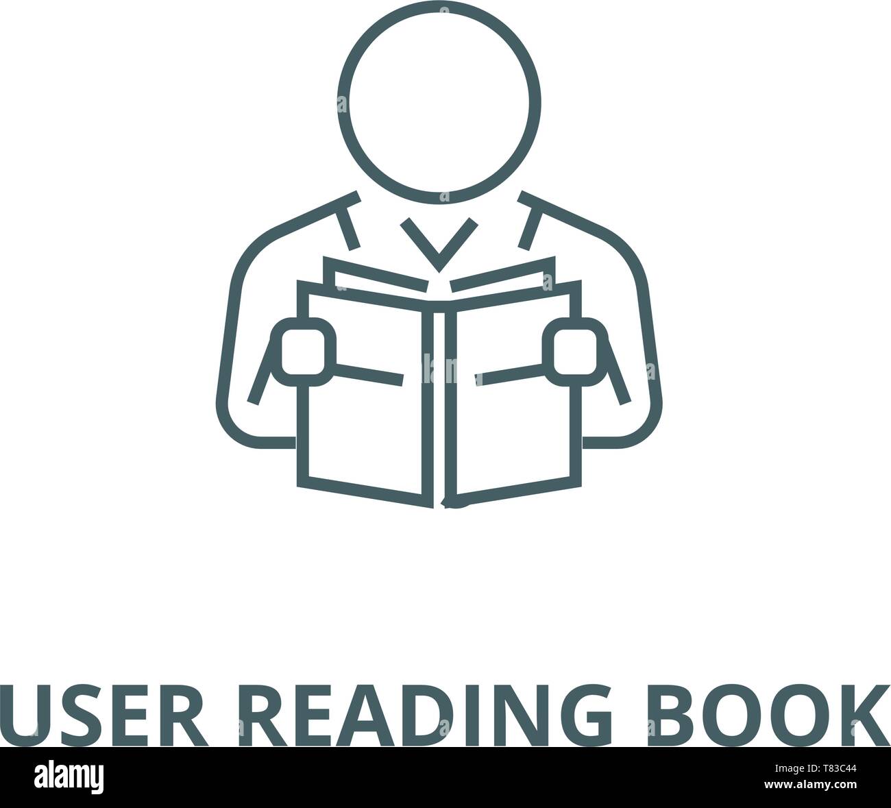User reading book vector line icon, linear concept, outline sign ...