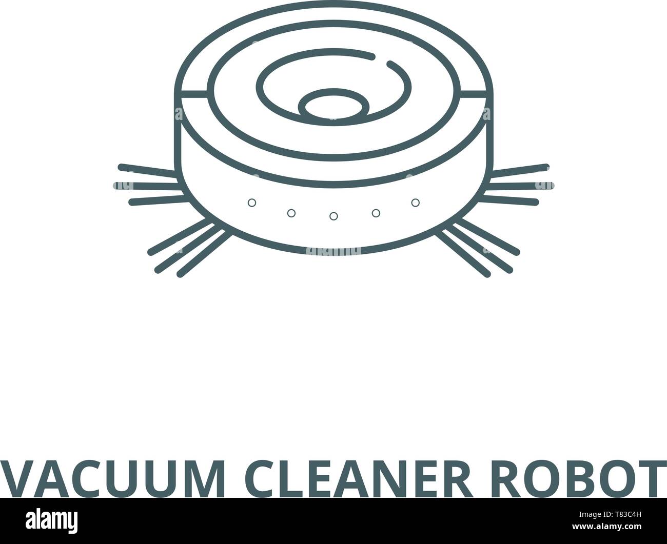 Vacuum cleaner robot vector line icon, linear concept, outline sign ...