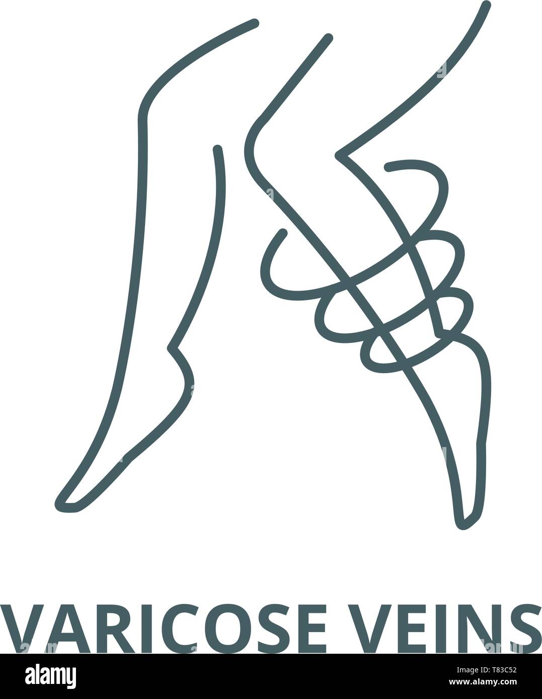 Varicose veins vector line icon, linear concept, outline sign, symbol ...