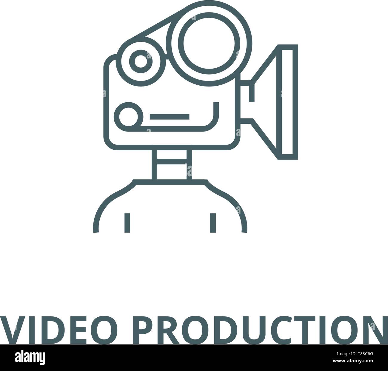Video camera production vector line icon, linear concept, outline sign ...