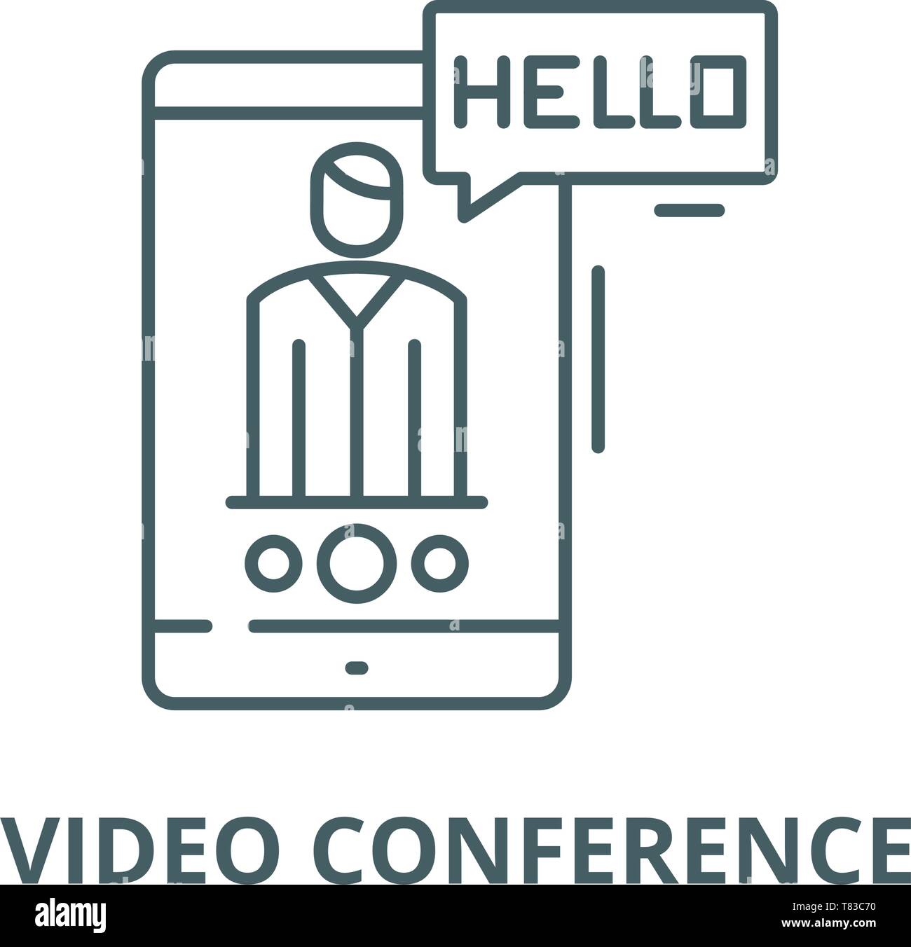 Video conference vector line icon, linear concept, outline sign, symbol ...