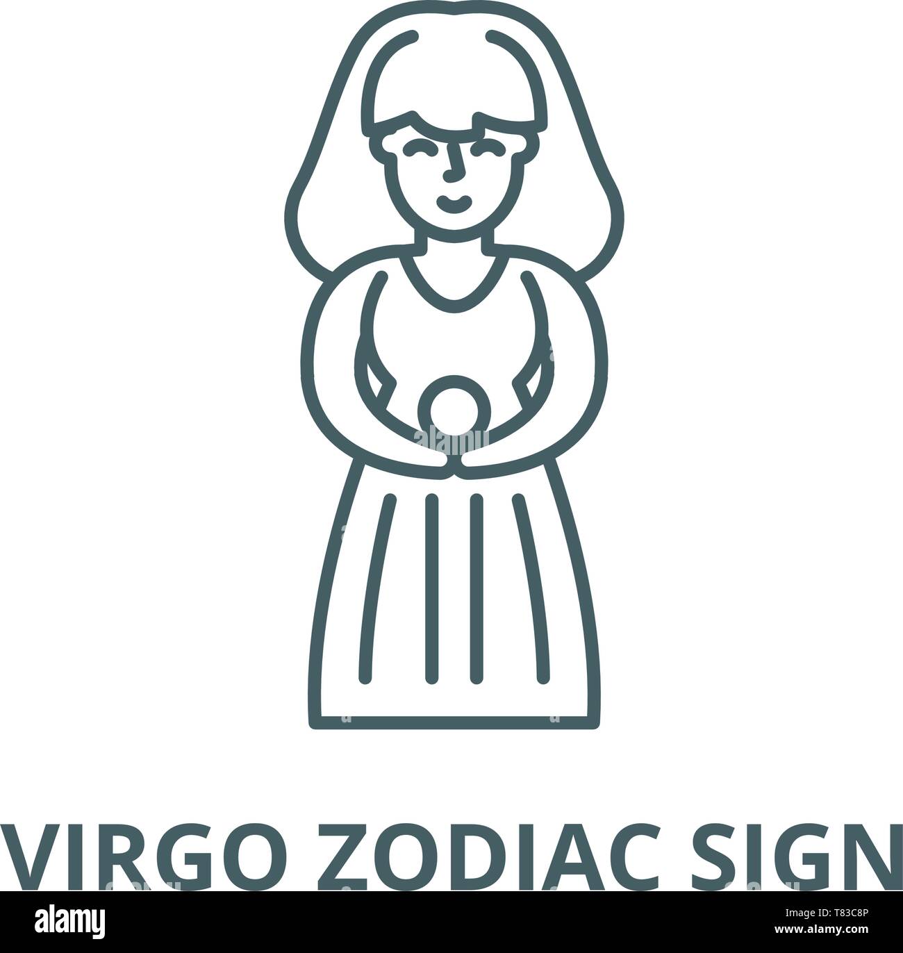 Virgo Zodiac Sign Vector Line Icon Linear Concept Outline Sign